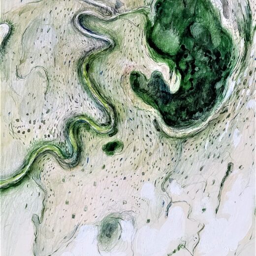 池を巡る 2001年 250×170㎜ 色鉛筆、水彩、紙 | 中西圭子 tamaco nakanishi｜オフィシャルサイト